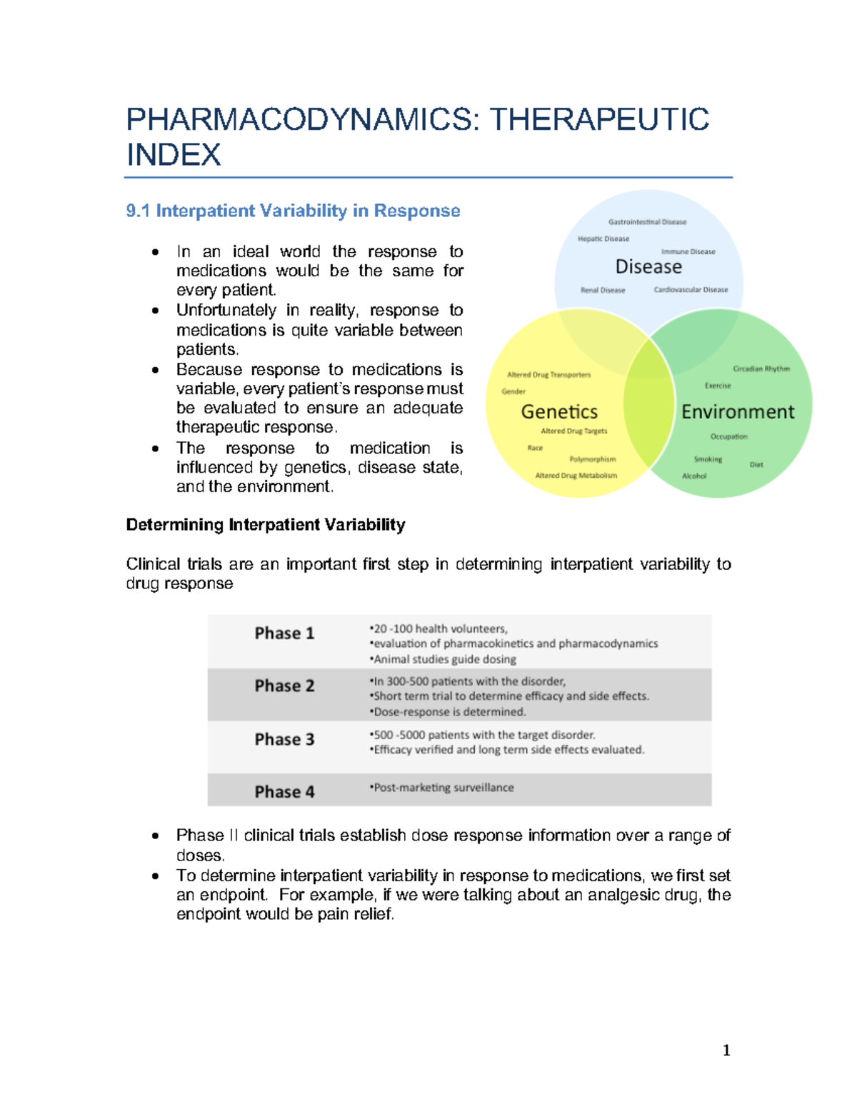 Module 9 - lecture notes about the therapeutic index ...