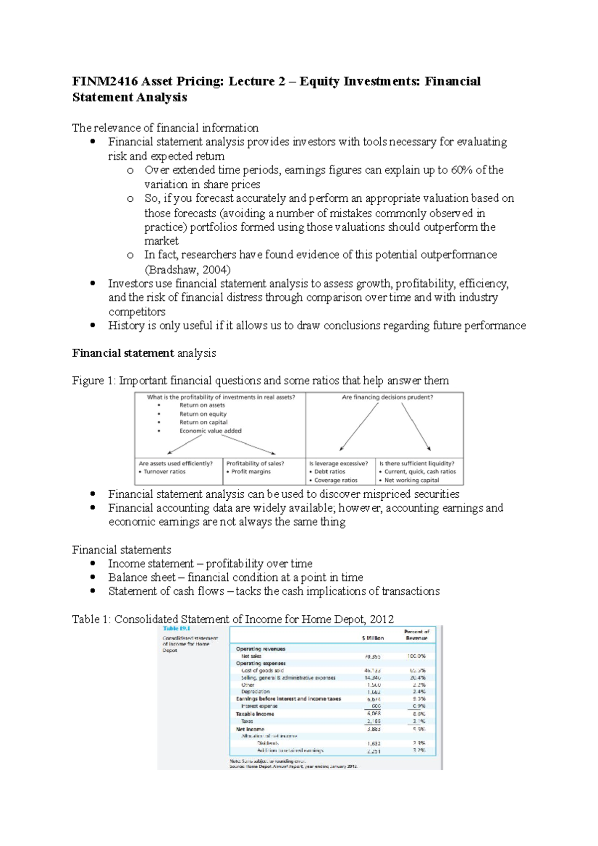 Week 2 - Lecture notes 2 - FINM2416 Asset Pricing: Lecture 2 – Equity ...