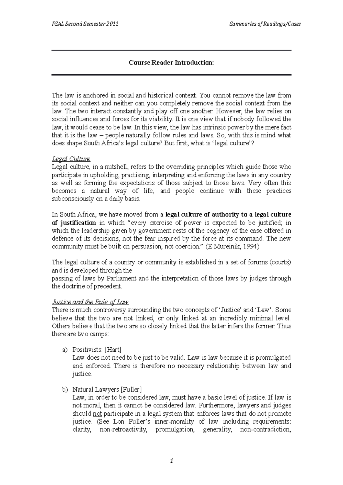 Fsal+corder+notes - RDL1003W Hugh Corder notes - FSAL Second Semester ...