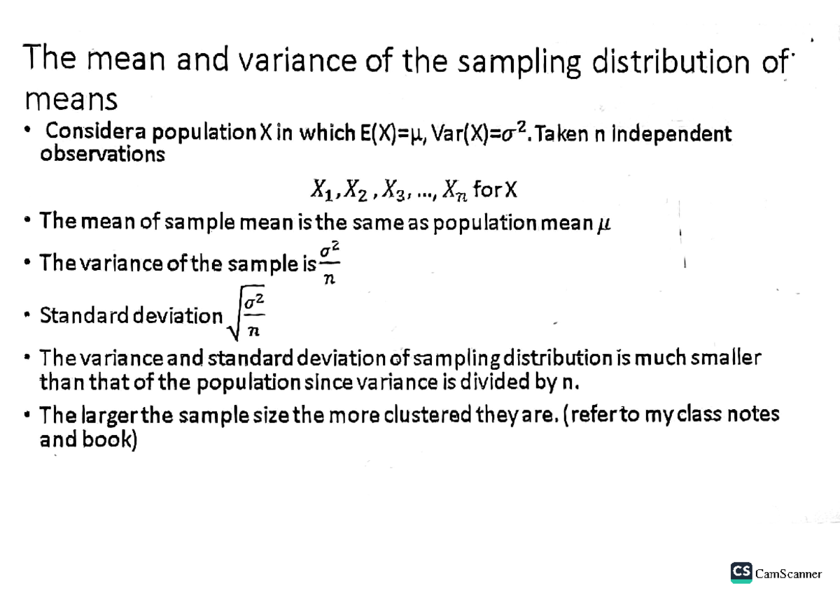 Stat - practice - The mean and variance of the sampling distribution of ...