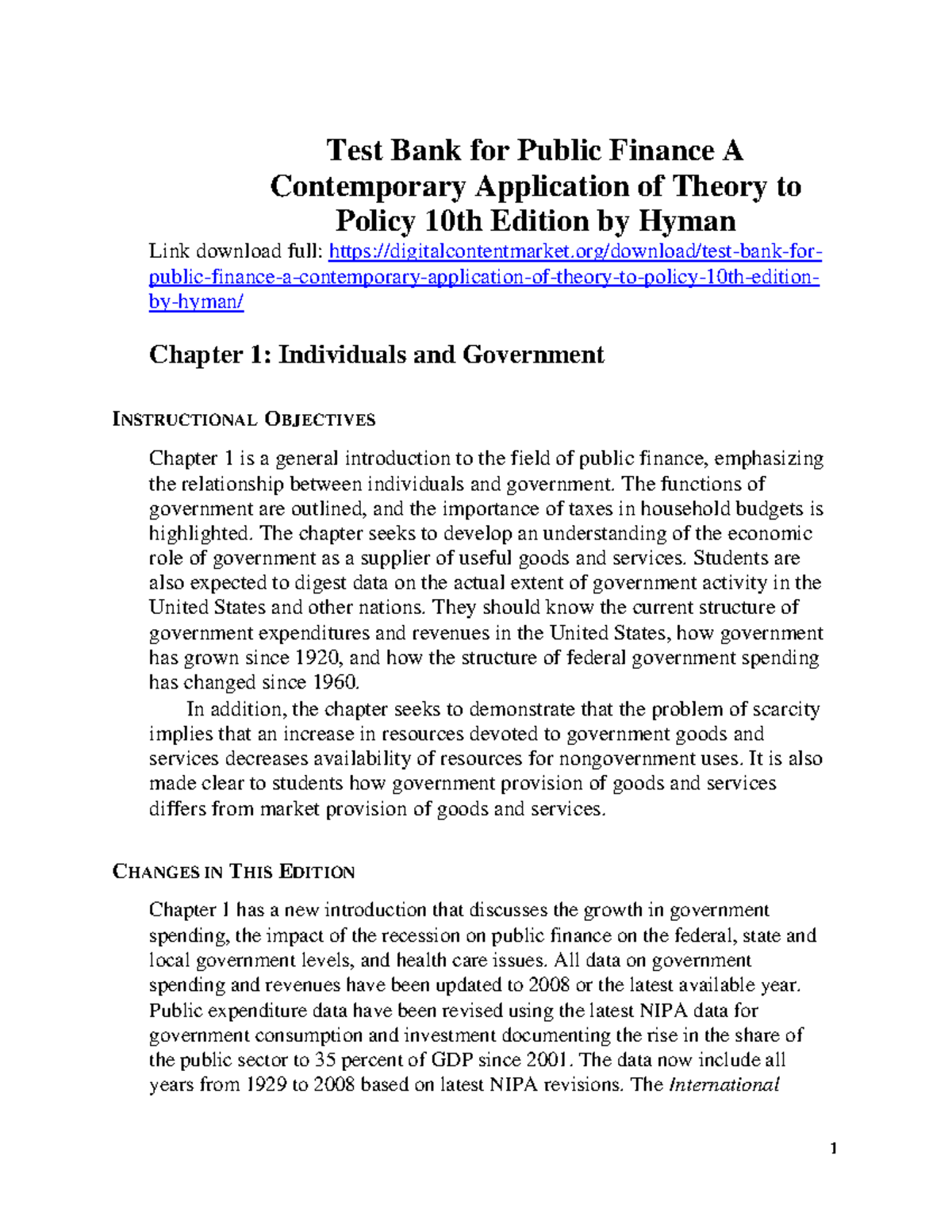 Ch 1 - finance - Test Bank for Public Finance A Contemporary ...