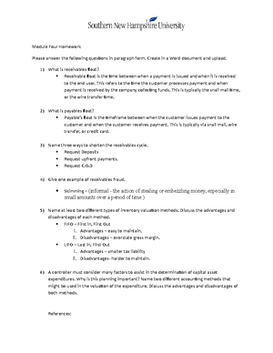 ACC 340 Module Four Homework - Module Four Homework Please answer the ...
