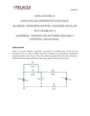 EVa 3 - EVa 3 - CIRCUITOS DE CORRIENTE CONTINUA EVA 3 CIRCUITOS DE CORRIENTE CONTINUA EVALUACIÓN ...