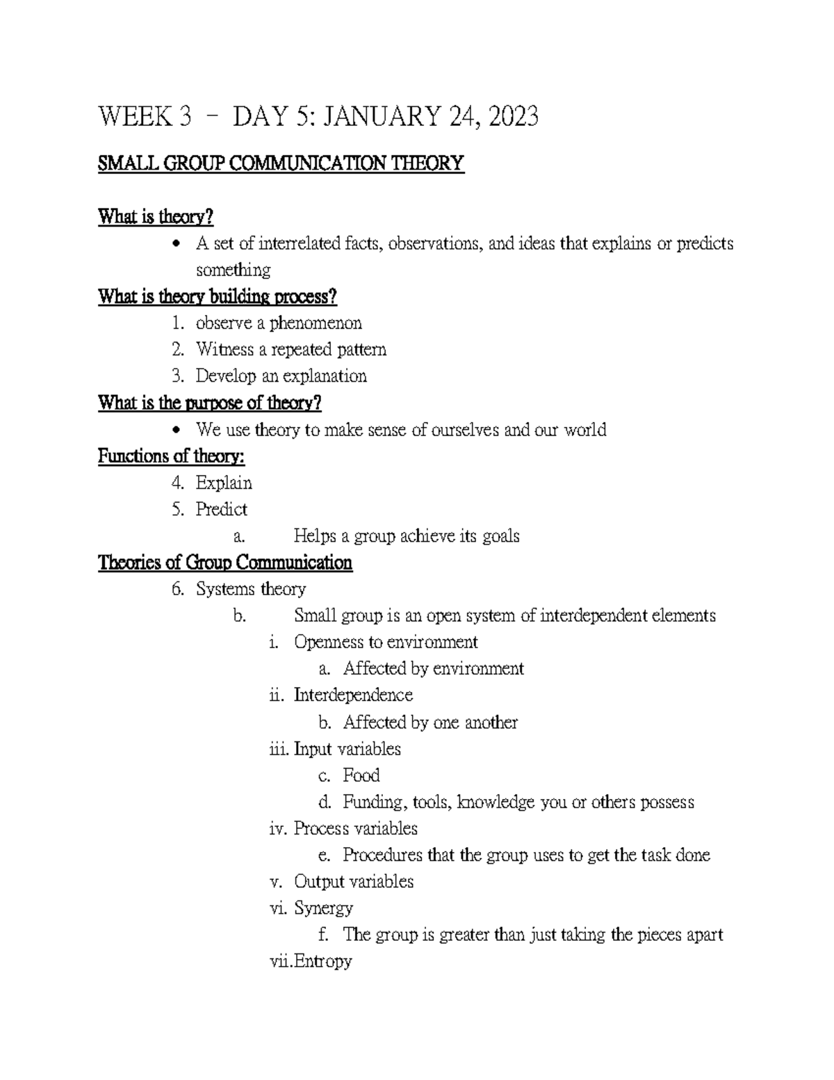 Small Group Communication - WEEK 3 - WEEK 3 – DAY 5: JANUARY 24, 2023 ...
