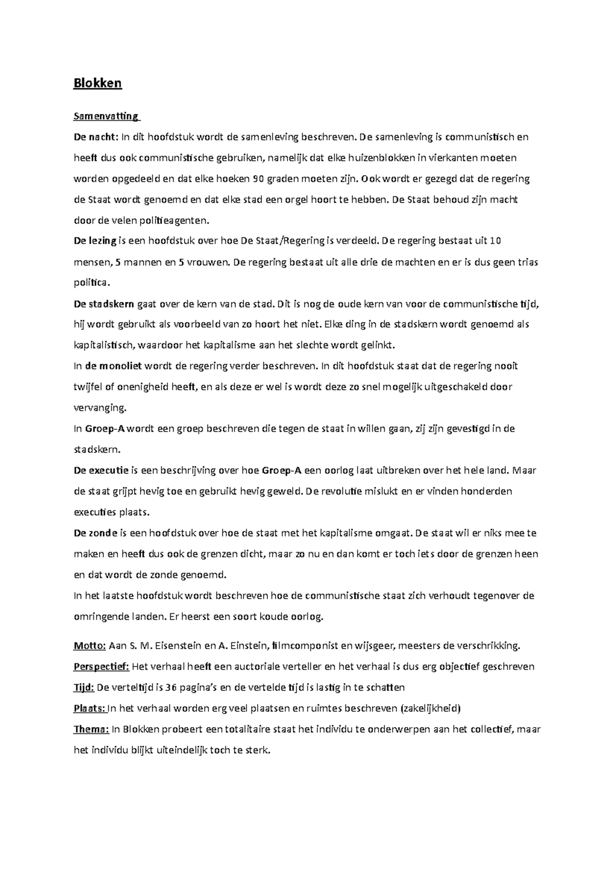 Nederlands Referaat Bordewijk Blokken, Knorrende Beesten en Bint ...