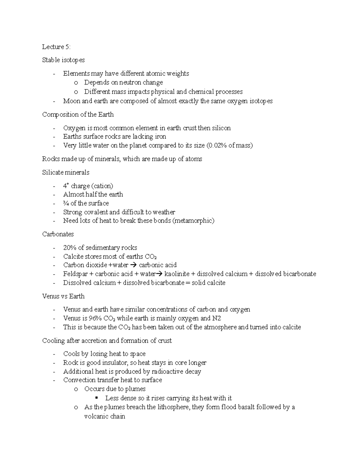 Lecture 5 - Notes - Lecture 5: Stable isotopes - Elements may have ...