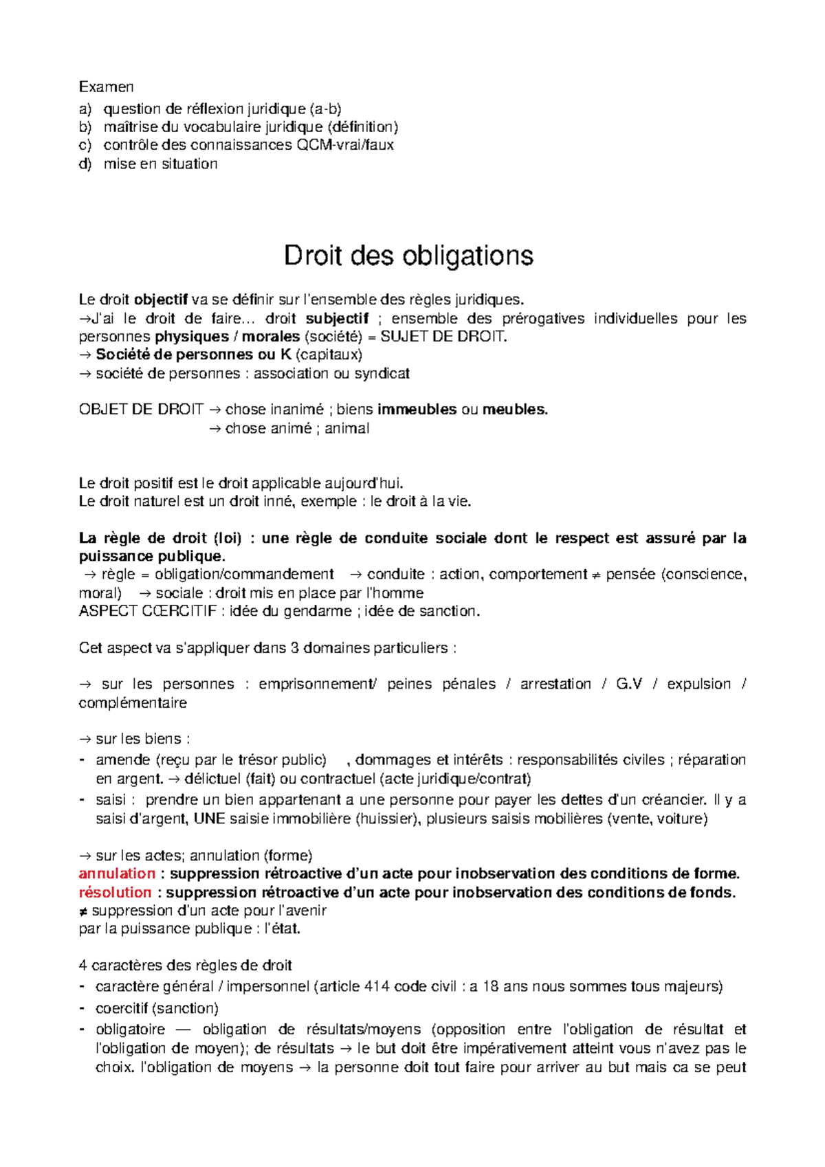 Cours de droit des affaires complet - Examen a) question de réflexion ...