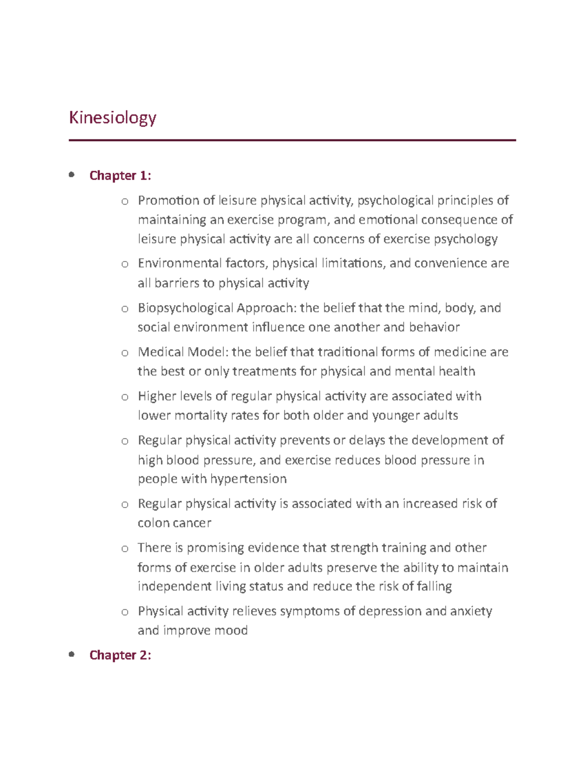 Kinesiology - there are weekly reading quizzes and this document ...