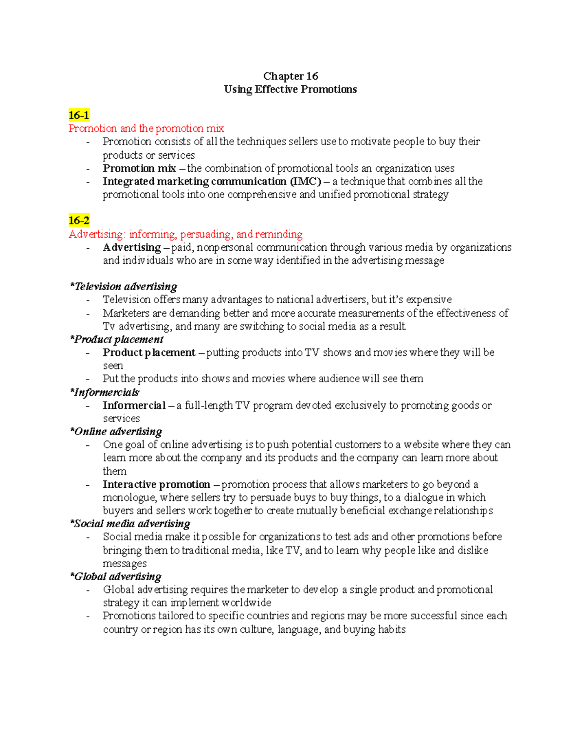 Chapter 16 - Understanding Business - Chapter 16 Using Effective Promotions 16- Promotion and ...