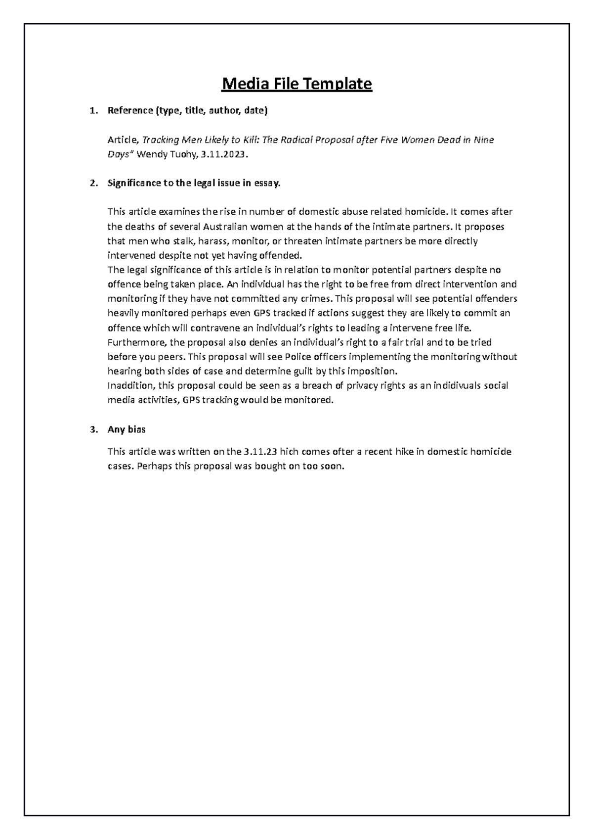 Media File Template - Reference (type, title, author, date) Article ...