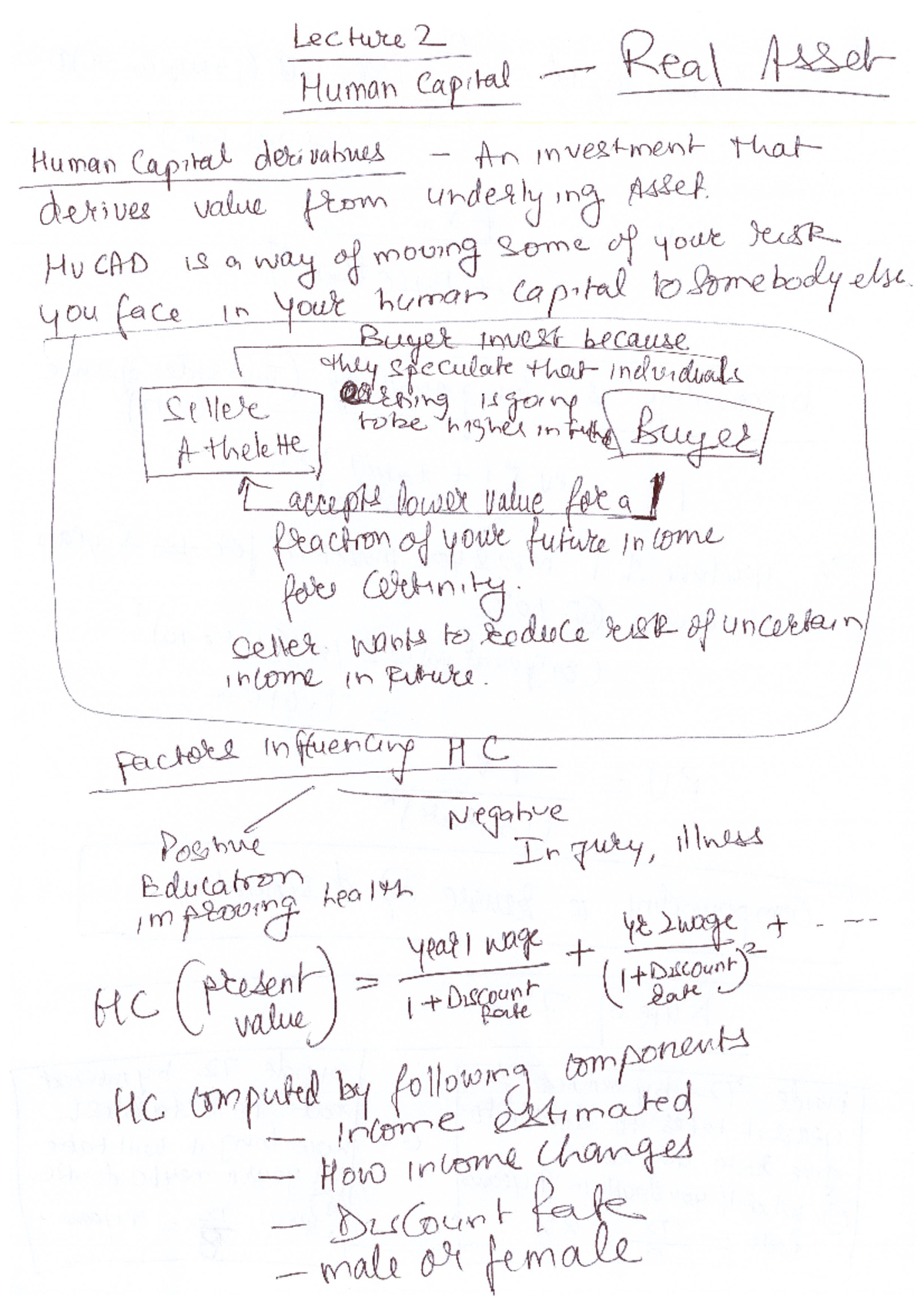 Lecture 2 Human Capital Notes - FINA1109 - Lecture 2 Human Capital ...