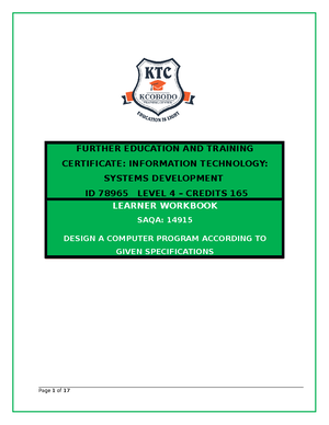 SAQA - 14910- Summative Assessment NEW - FURTHER EDUCATION AND TRAINING ...