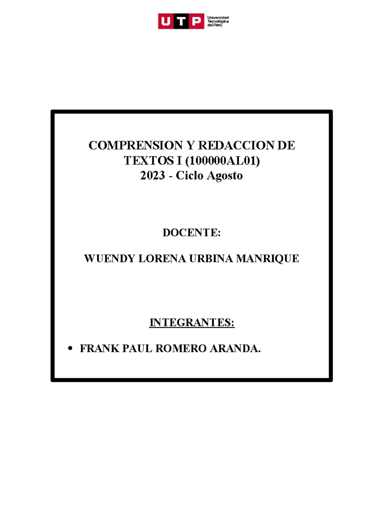 Ac S15 Semana 15 Tema 01 Tarea Práctica Calificada 2 Comprension Y Redaccion De Textos I 
