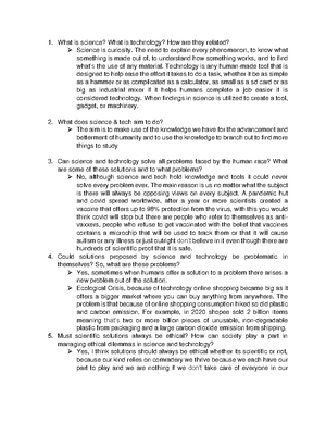 SCIENCE AND TECHNOLOGY & SOCIETY - Science,Technology&Society - Studocu