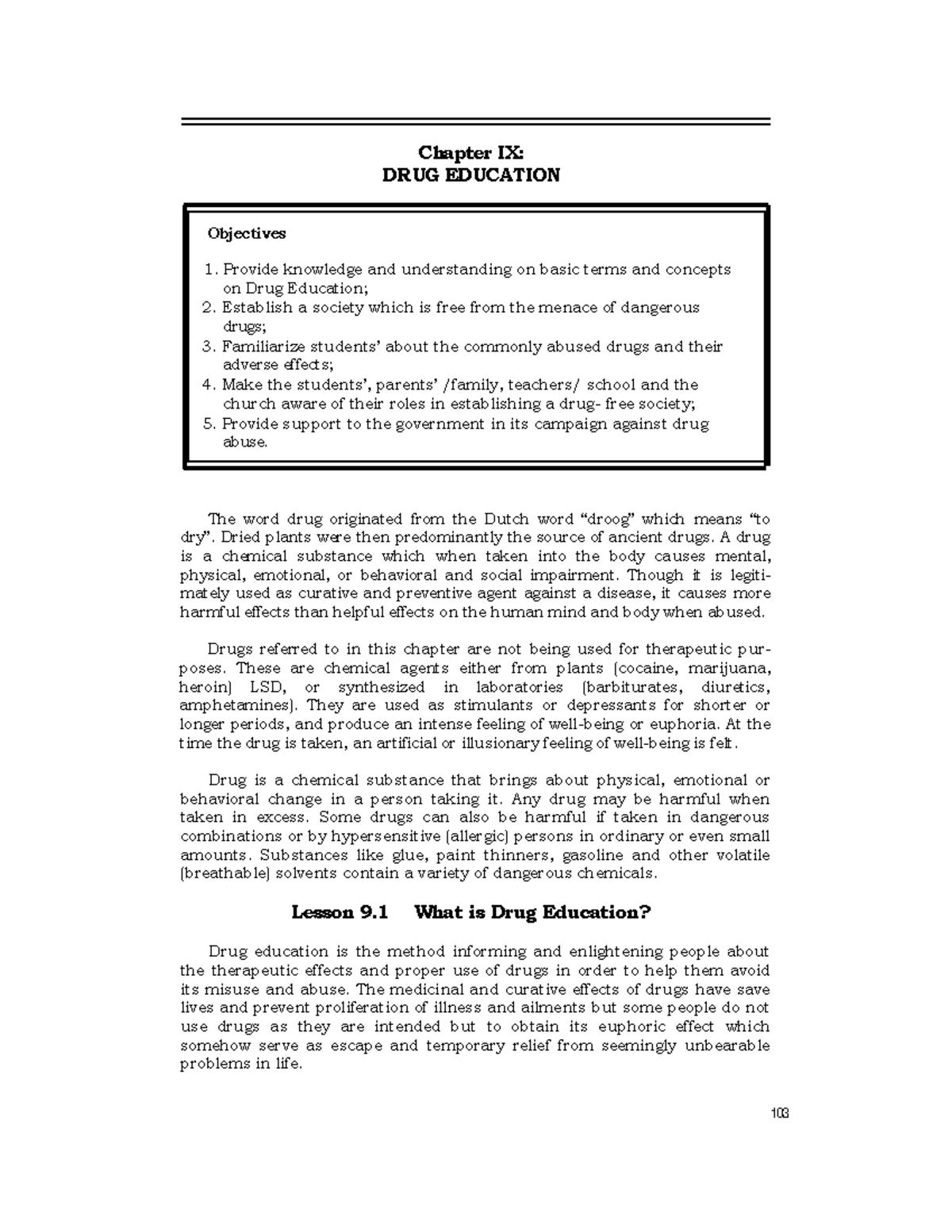 Chapter 4 Drug EducationChapter 4 Drug Education - Chapter IX: DRUG ...