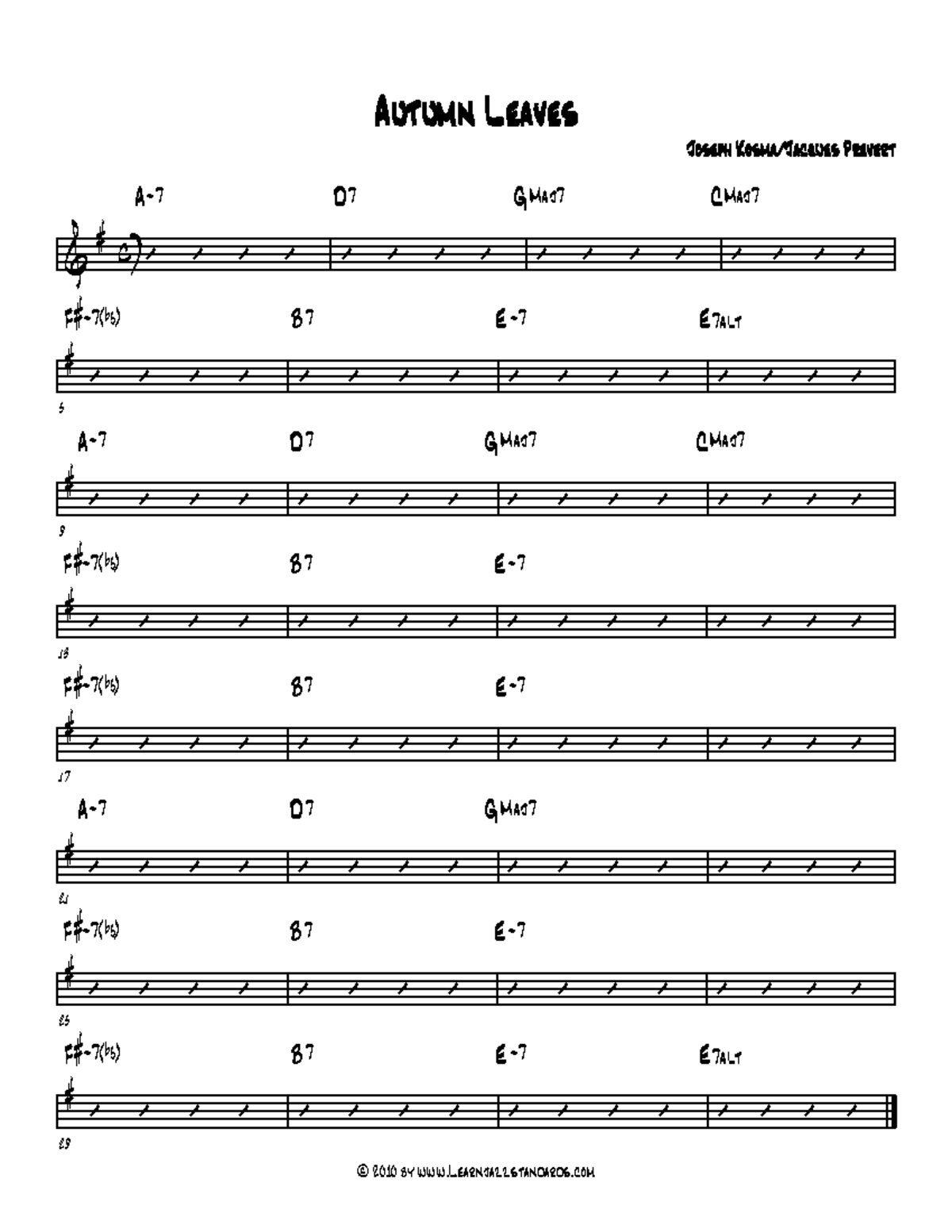 Autumn Leaves Em C Instruments - & c ’ ’ ’ ’ A - 7 ’ ’ ’ ’ D 7 ...