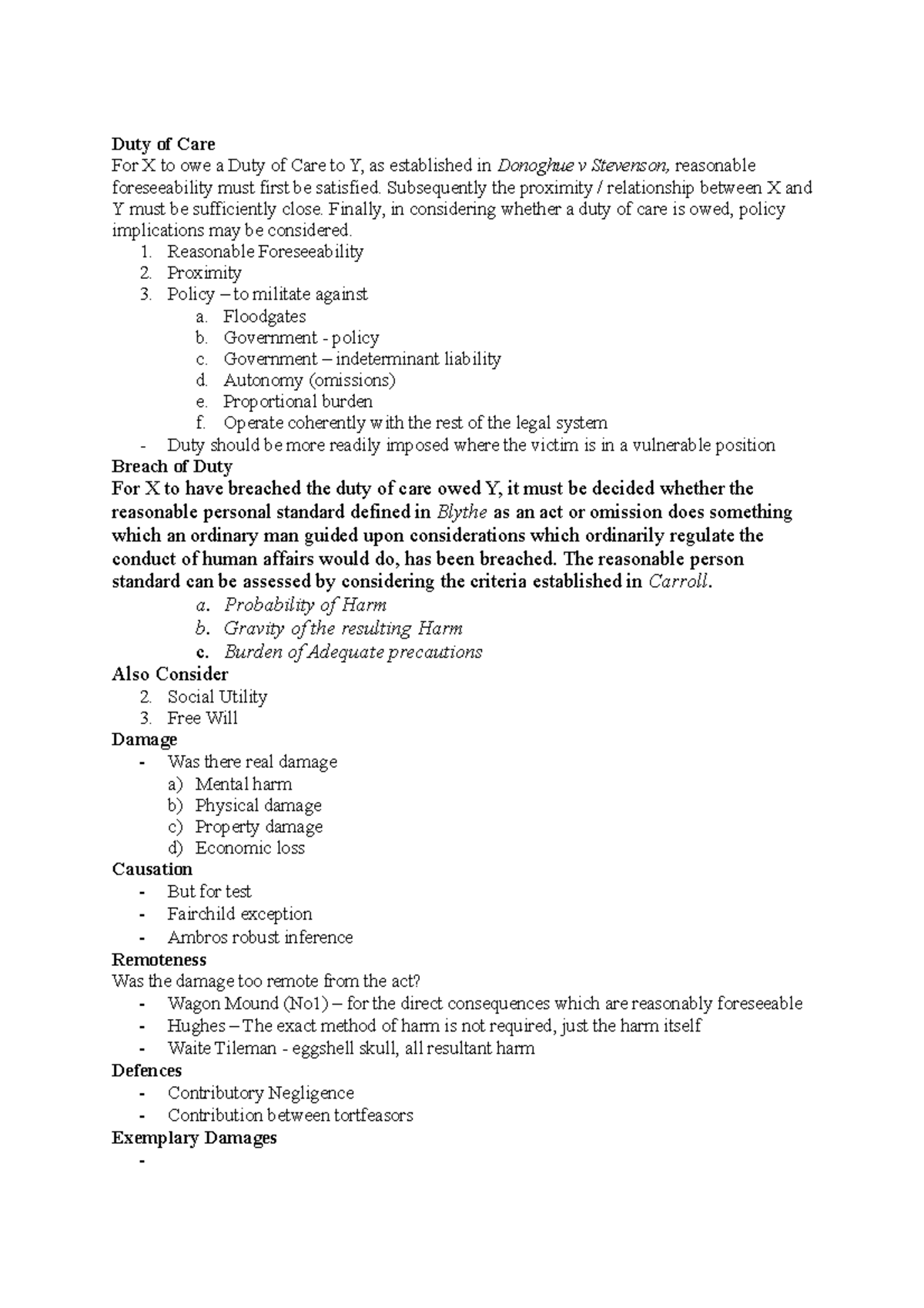 Negligence anaylisis template - The Law of Torts - Victoria University ...