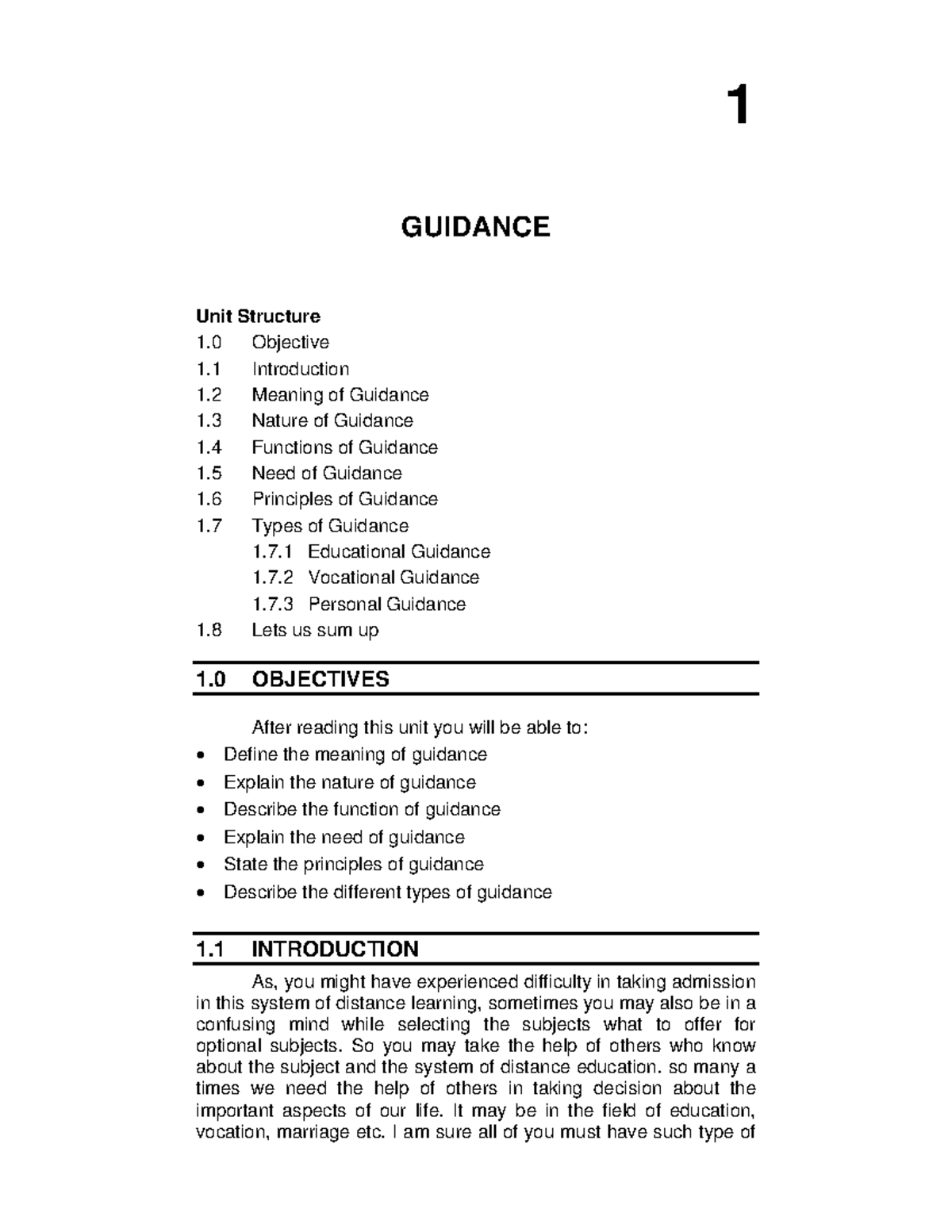 Edugudcou-III - GUIDANCE Unit Structure 1 Objective 1 Introduction 1 ...