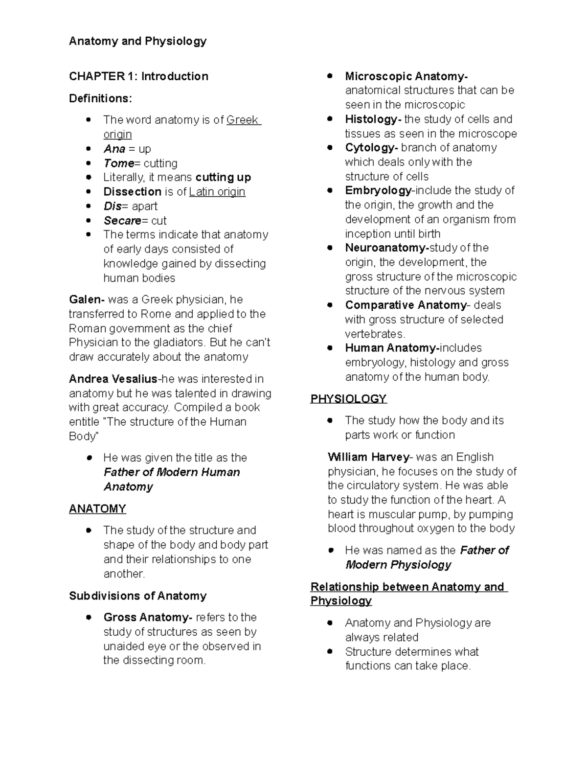 Chapter 1 Anatomy and Physiology- Introduction (Overview) - CHAPTER 1 ...