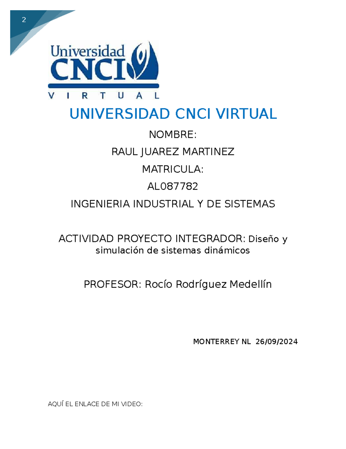 Integrador - act int - Diseño y simulación de sistemas dinámicos - 2 ...