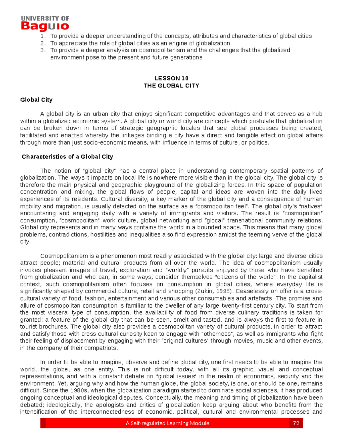 Cworld 1 Lesson 10 - The Contemporary World Notes - To provide a deeper ...