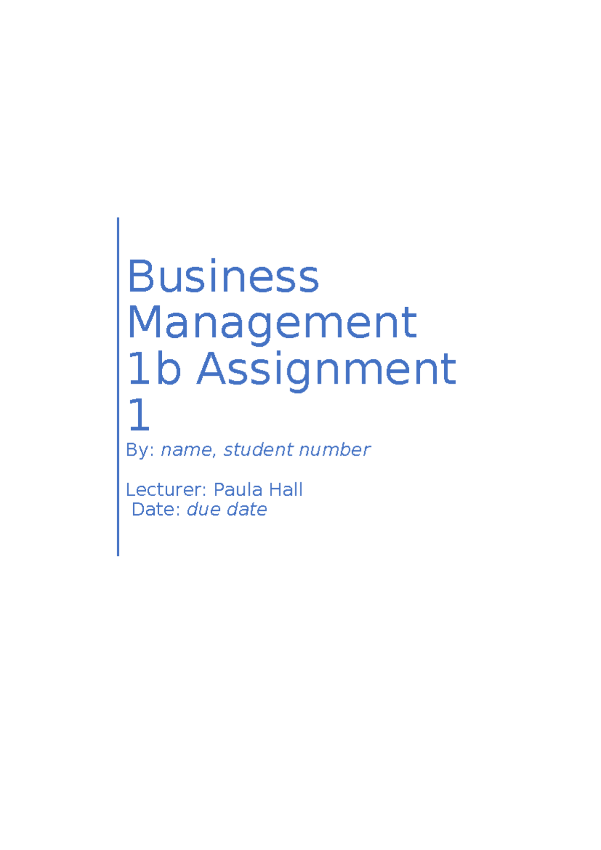 Busmgt 1B assignment 1 template - Business Management 1b Assignment 1 ...