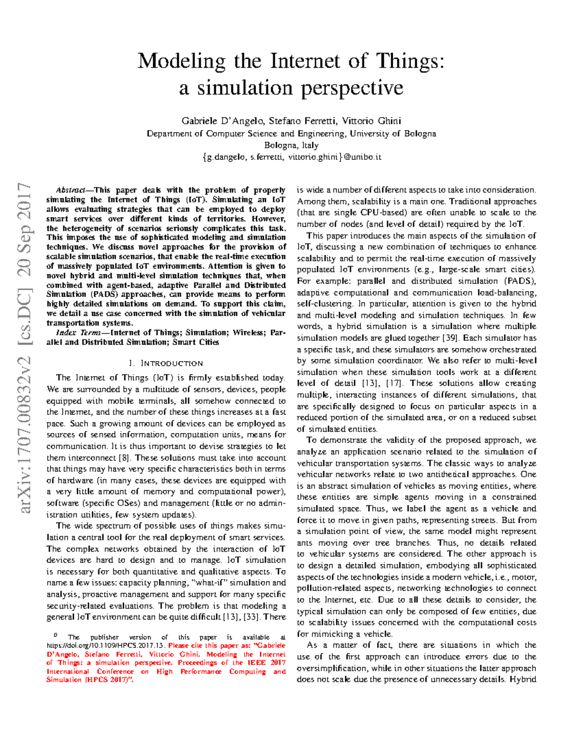 Modeling the Internet of Things a simulation perspective - arXiv:1707 ...
