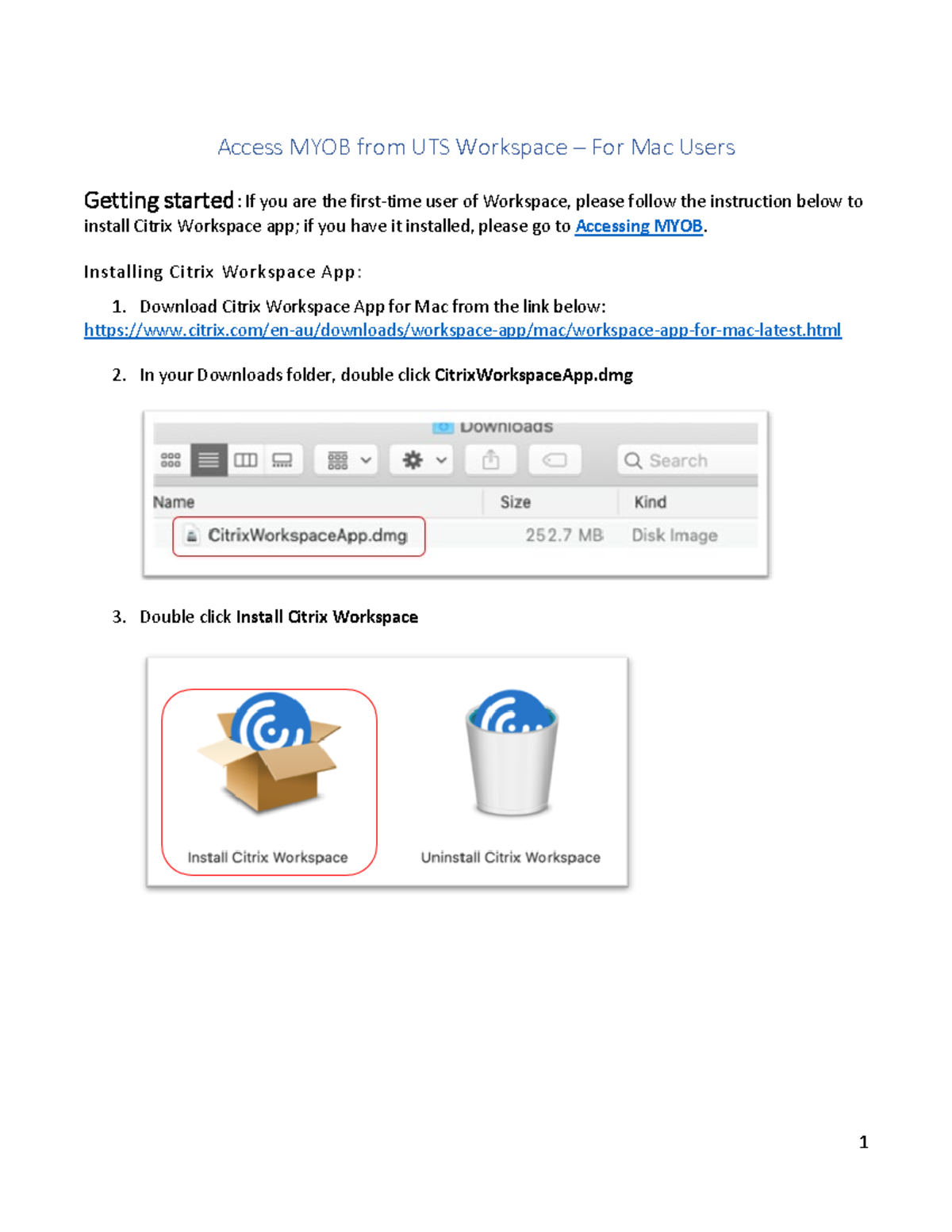 Instructions to access MYOB from UTS Workspace -For Mac users - Access ...