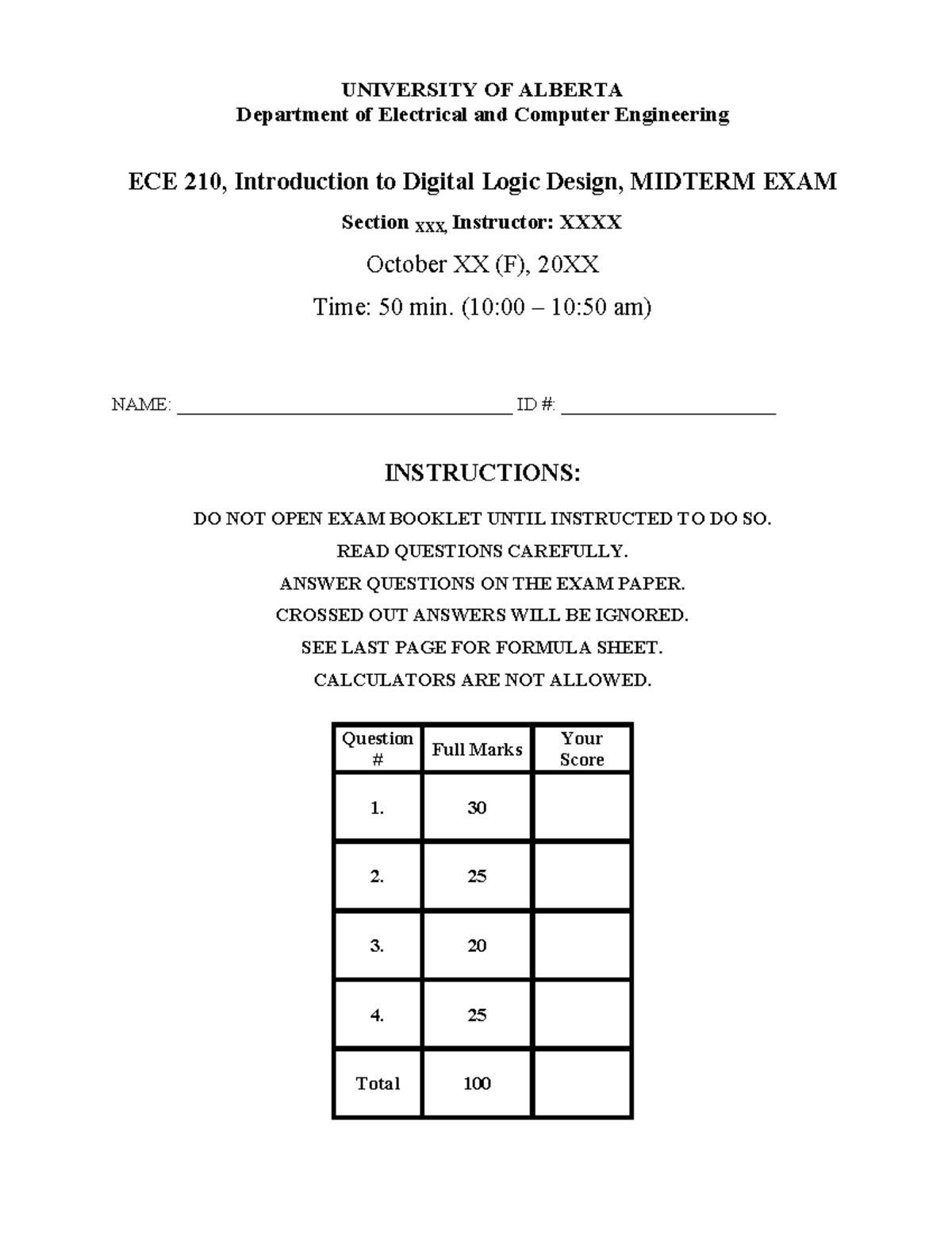 Midterm Example 2 - hi hahaha ishaiaja ixusjs - UNIVERSITY OF ALBERTA Department of Electrical ...