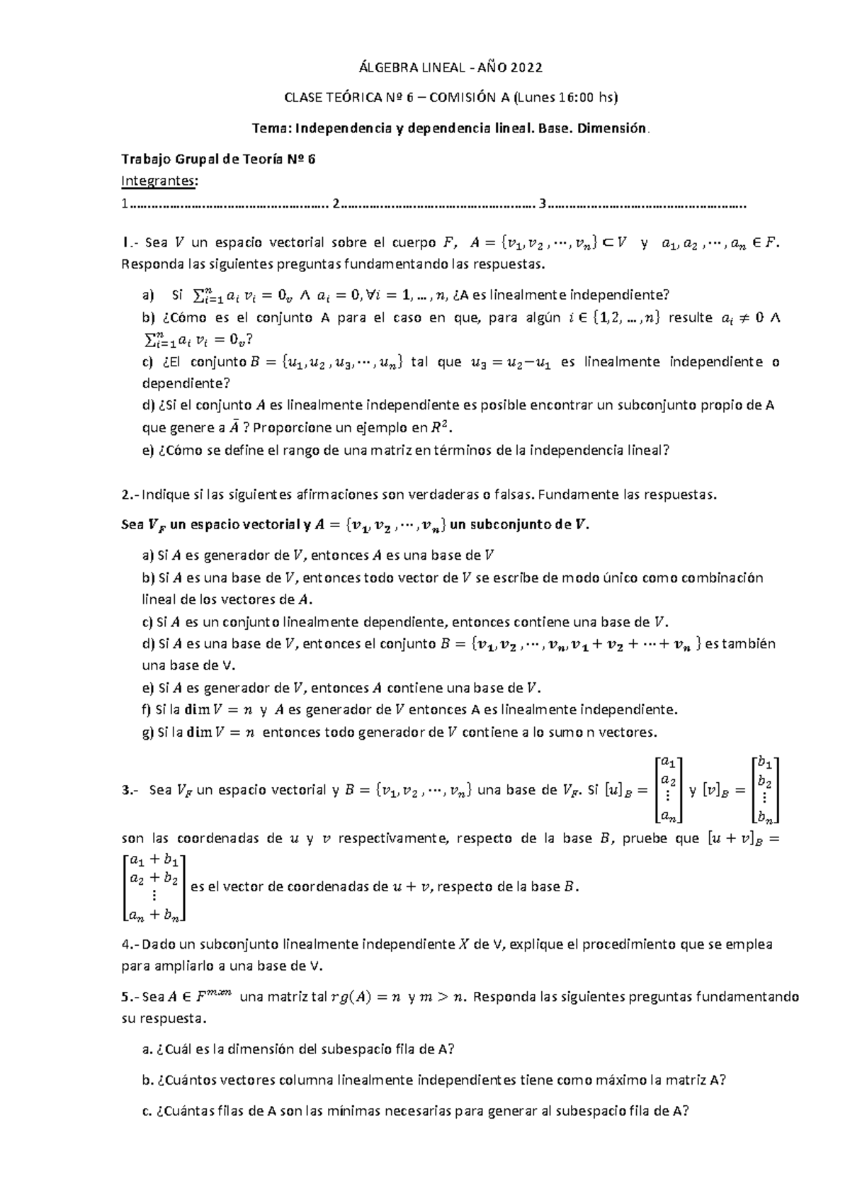 TP6 teoría - CA - aputnes - ÁLGEBRA LINEAL - AÑO 2022 CLASE TEÓRICA Nº ...