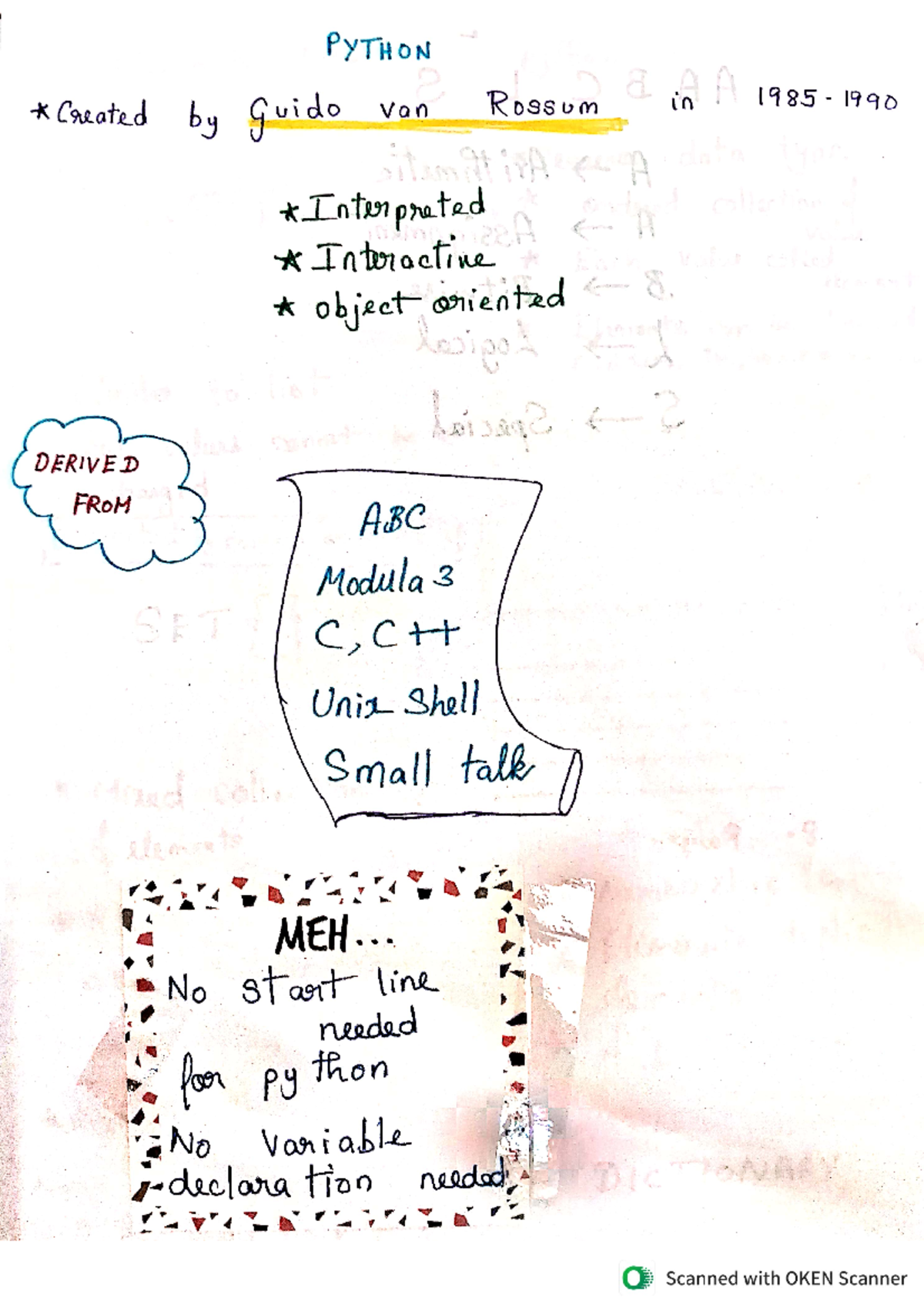 Python notes - PYTHON Created guido van Rossum in Interprated ...