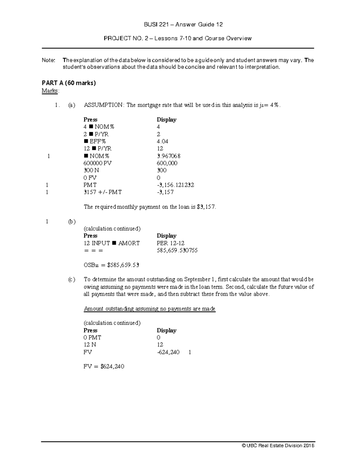 Prop1023 project 2 guide - BUSI 221 – Answer Guide 12 PROJECT NO. 2 ...