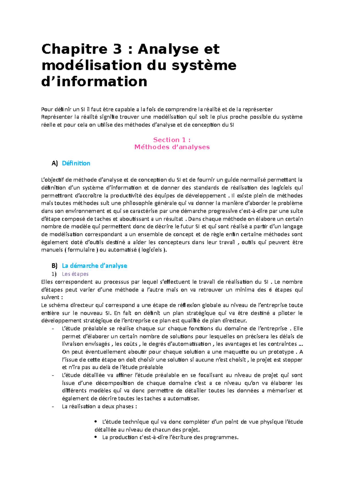 Chapitre 3 Analyse et modélisation du système d’information - Chapitre ...