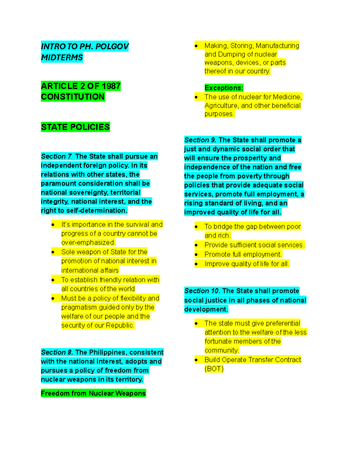 PH POLITICS AND GOVERNMENT - INTRO TO PH. POLGOV MIDTERMS ARTICLE 2 OF ...