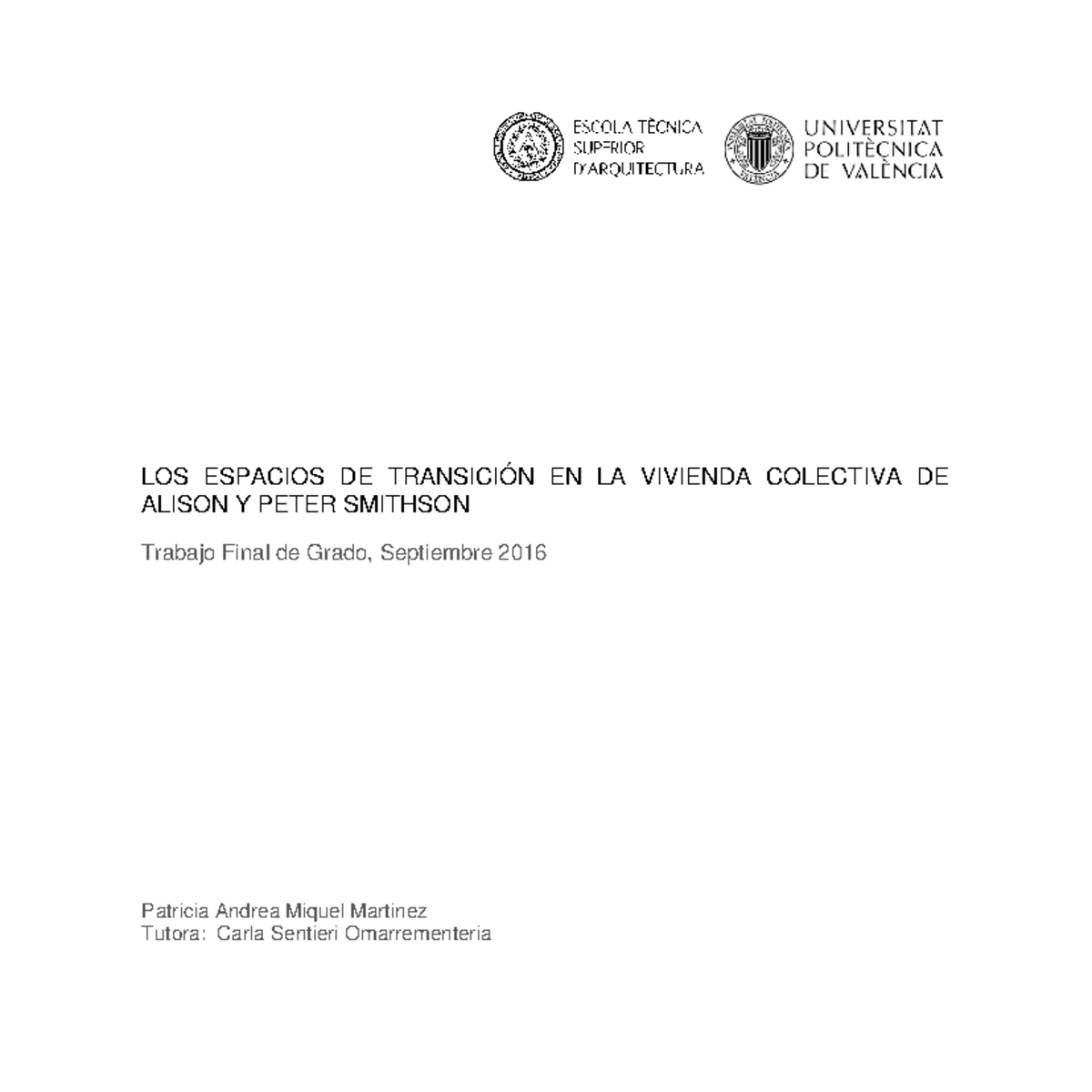 Los espacios de transicion en la vivienda colectiva de Alison y Peter ...