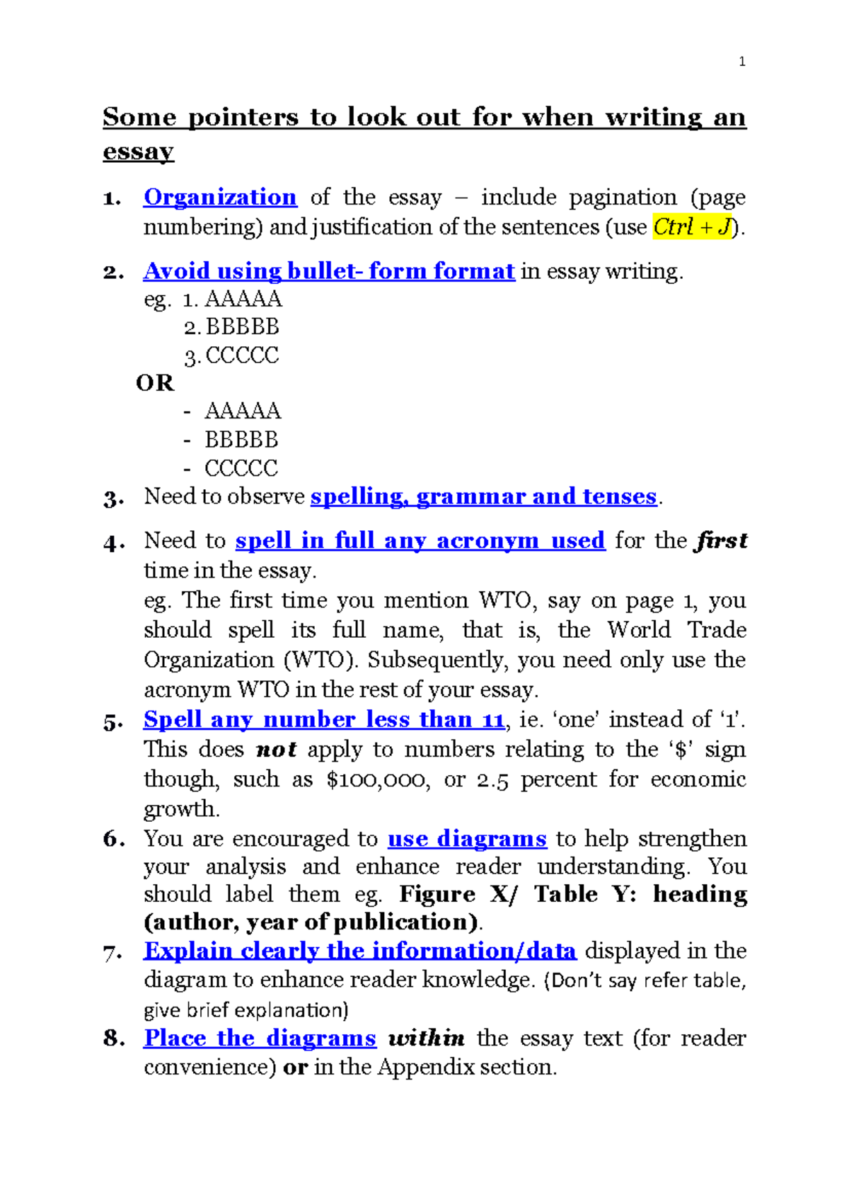 Writing TIPS - 1 Some pointers to look out for when writing an essay ...