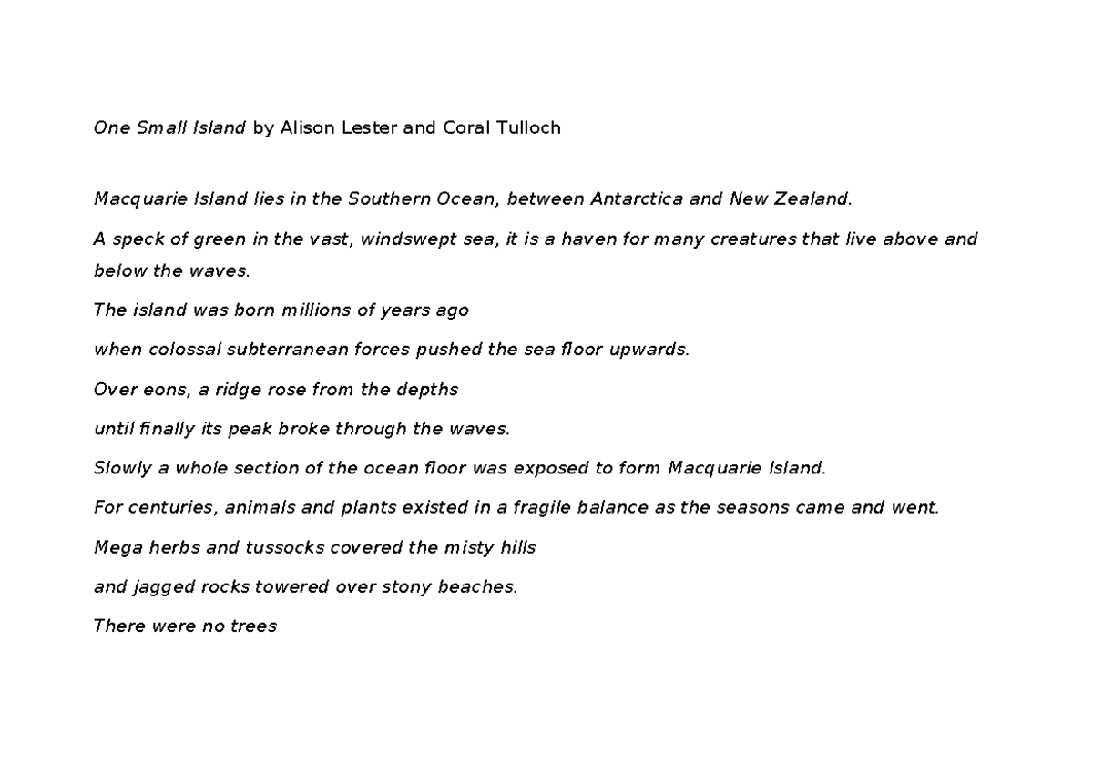 Extract from One Small Island - One Small Island by Alison Lester and ...