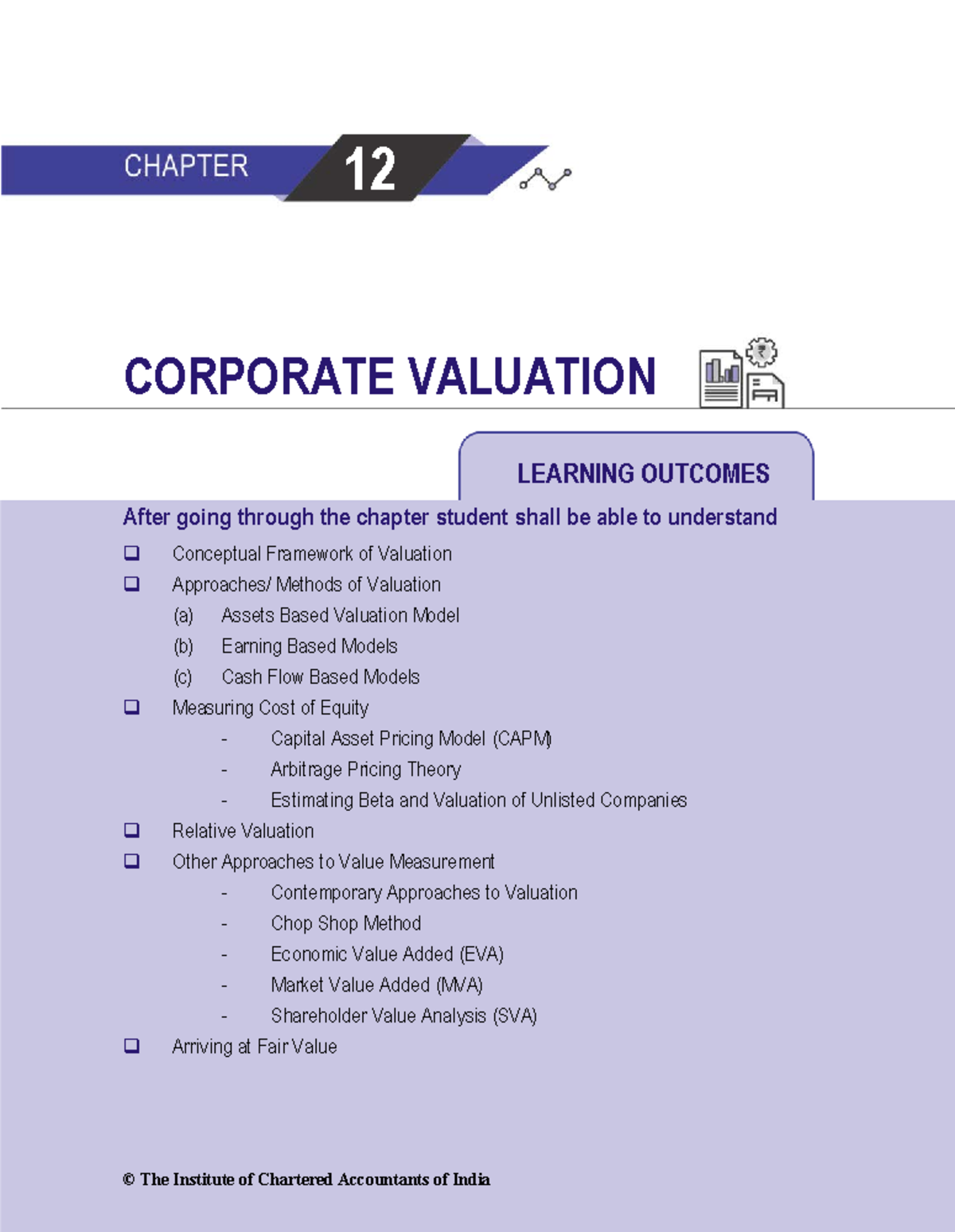 COR VAL - nothing - 12 CORPORATE VALUATION LEARNING OUTCOMES After ...