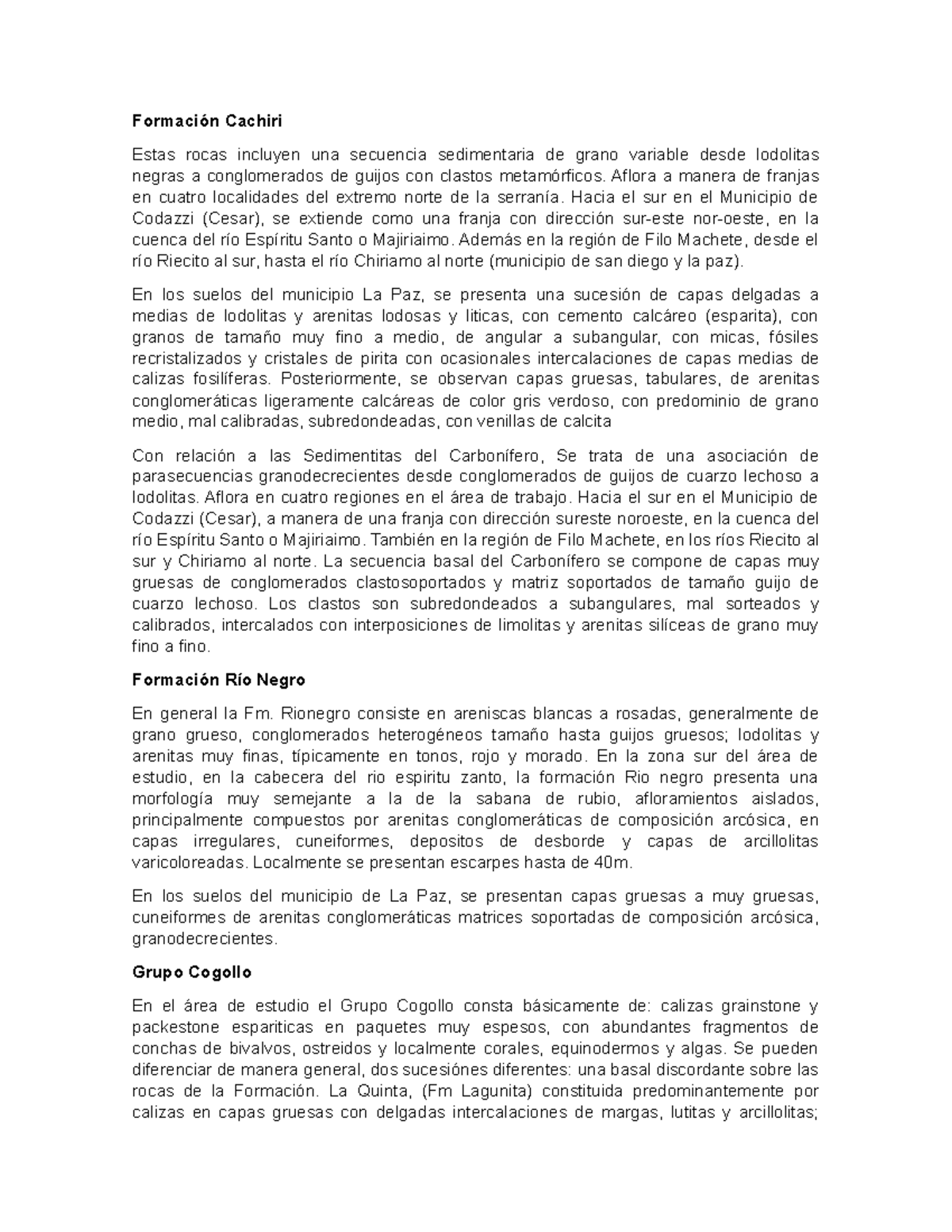 Formación Cachiri - Formación Cachiri Estas rocas incluyen una ...