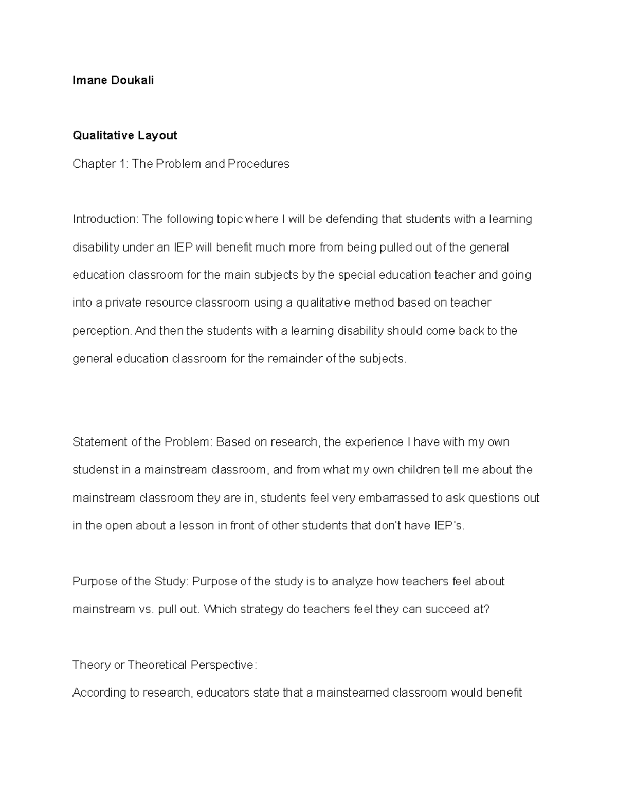 Outline Chapter 1 - Imane Doukali Qualitative Layout Chapter 1: The ...