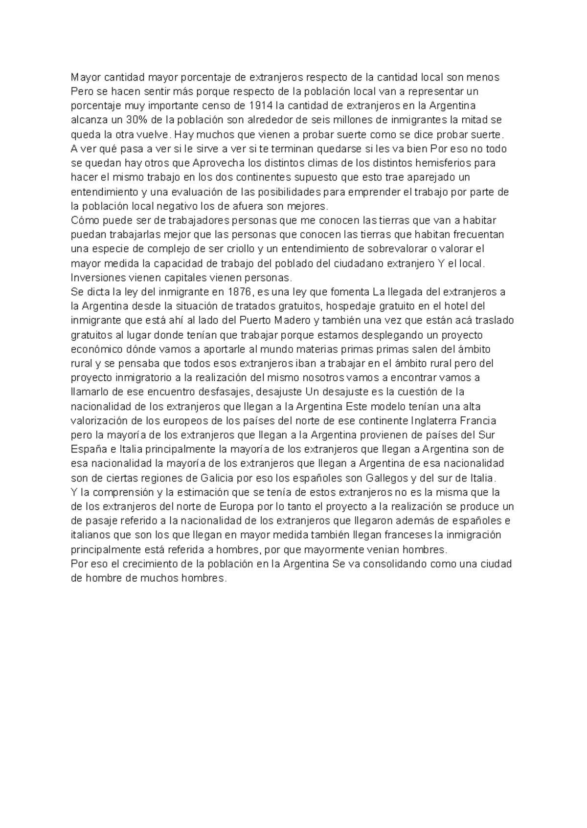 PSA Primer Parcial Resumen - Mayor cantidad mayor porcentaje de extranjeros respecto de la ...