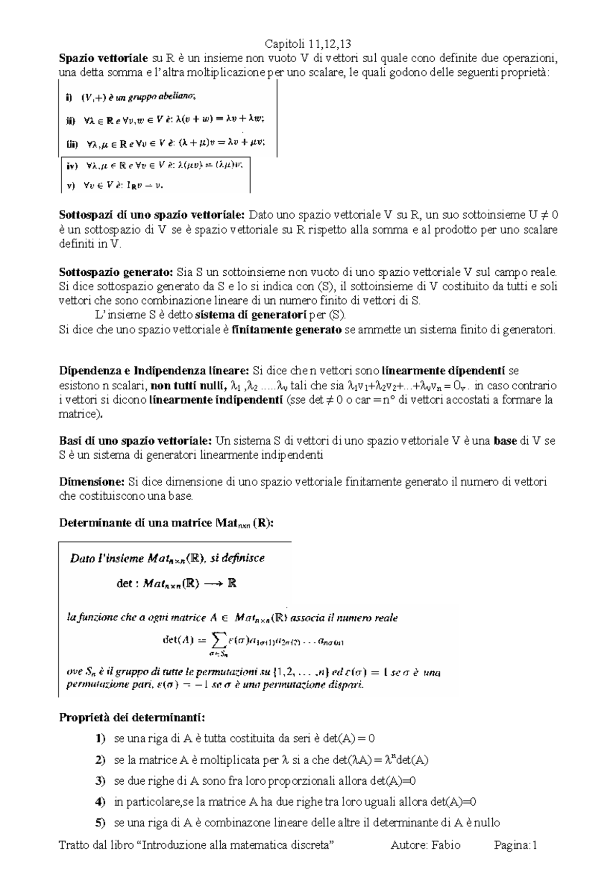 Bigino - Riassunto contenente i concetti base del corso di Matematica del discreto. - Capitoli ...