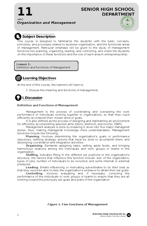 Org Man SLM Module 1 - Organization and Management - 11 SELF-LEARNING ...
