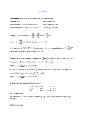 Formelblad Linalg - Formelblad SF1624 Algebra och Geometri Theodor ...