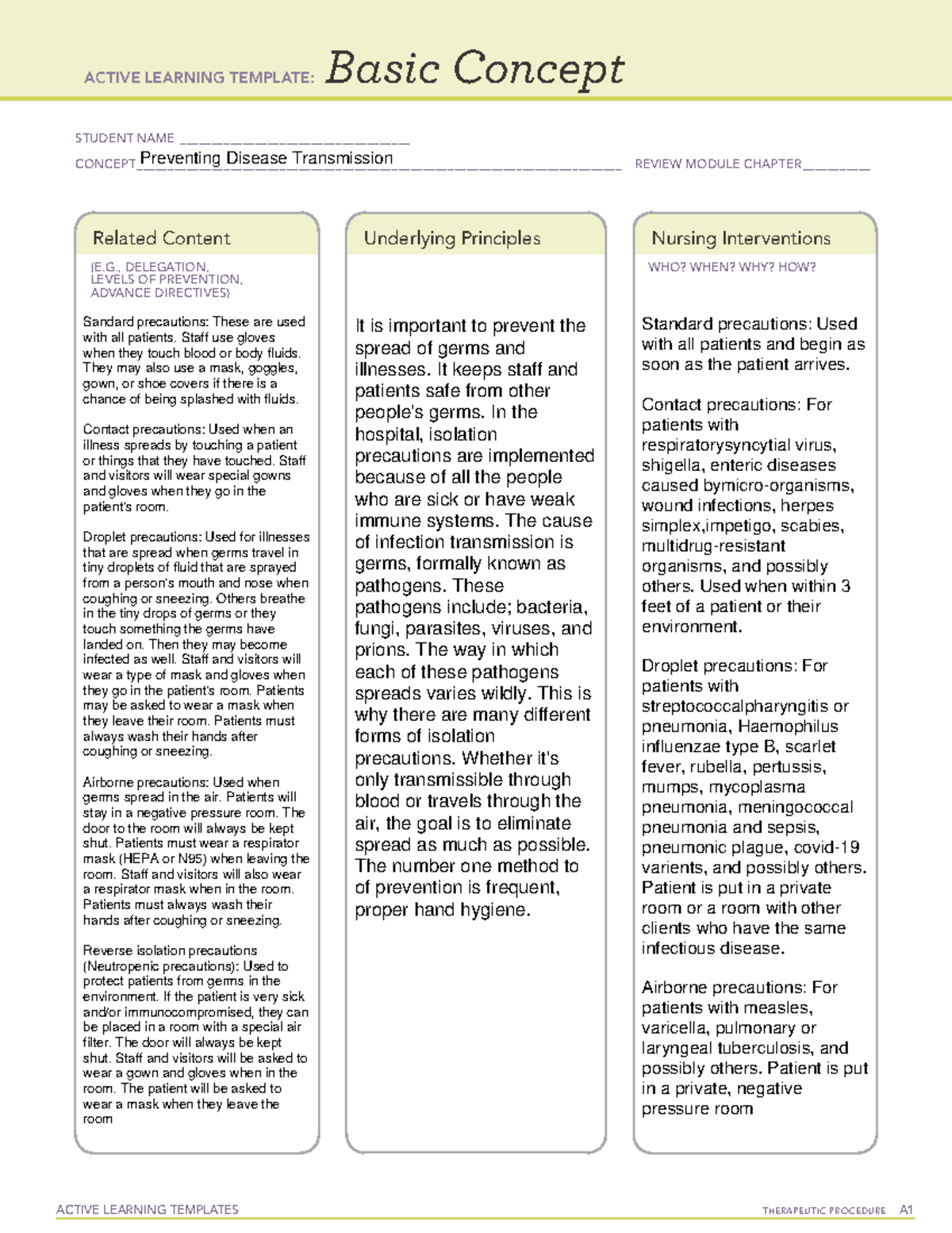 Preventing disease transmission - BIOL 260 - ACTIVE LEARNING TEMPLATES ...
