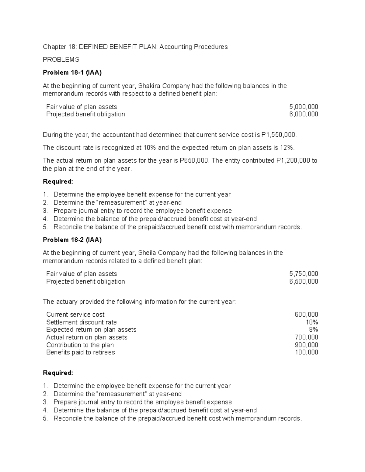 IA2 Chapter 18 - Chapter 18: DEFINED BENEFIT PLAN: Accounting ...