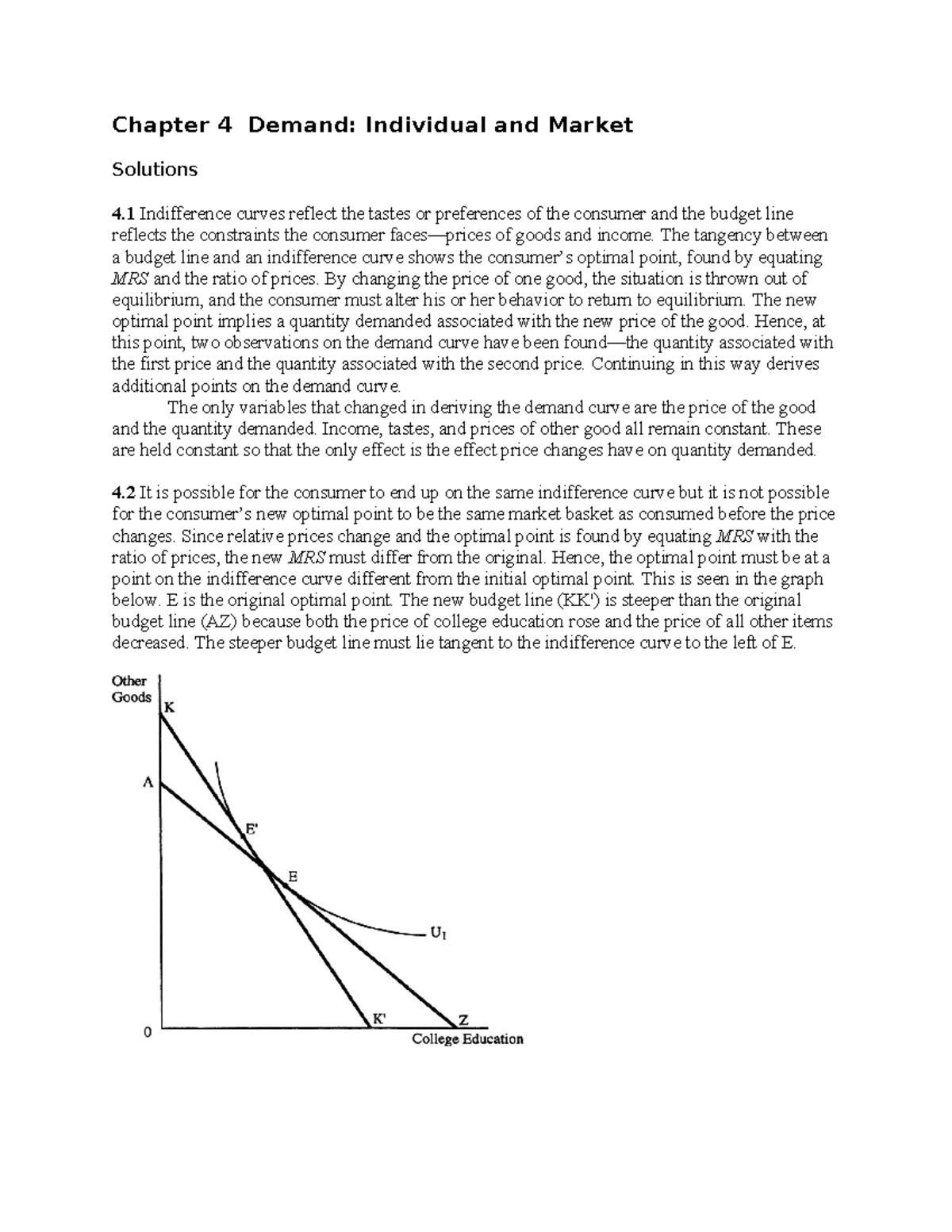 Solutions Chapter 4 Demand - Chapter 4 Demand: Individual and Market Solutions 4 Indifference ...