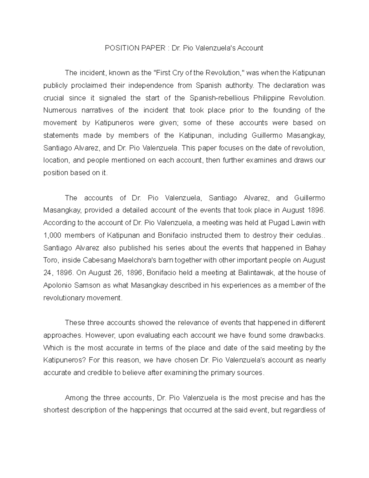 Position Paper - I wanted to learn more about grubers perspective ...
