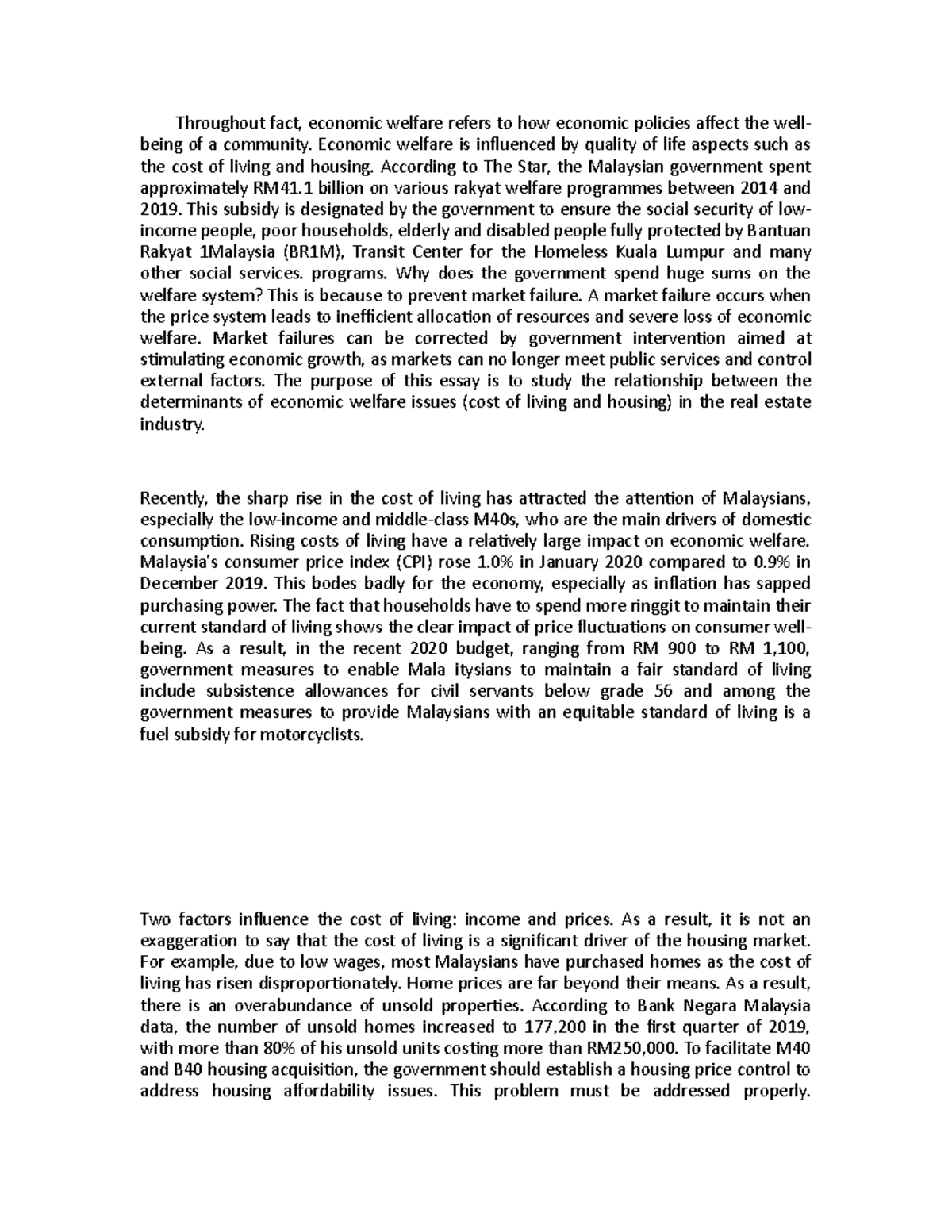 RES 555 - Individual assignment - Throughout fact, economic welfare ...