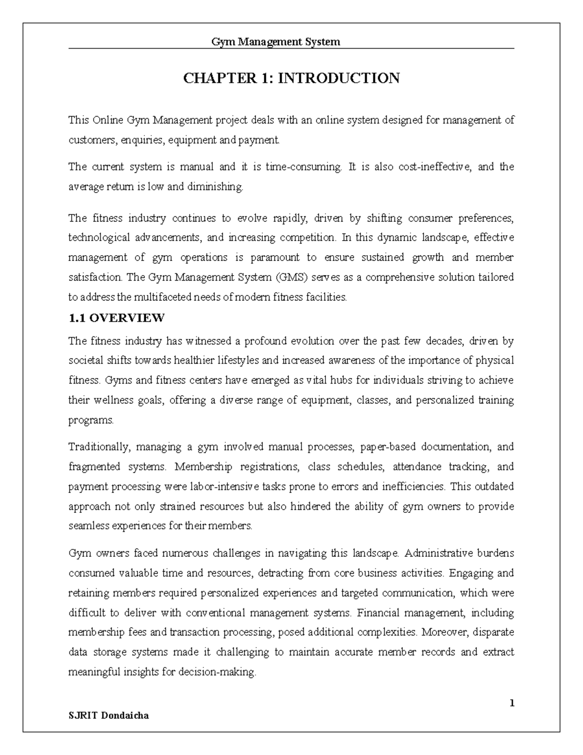 Gym - a report for gym project - CHAPTER 1: INTRODUCTION This Online ...